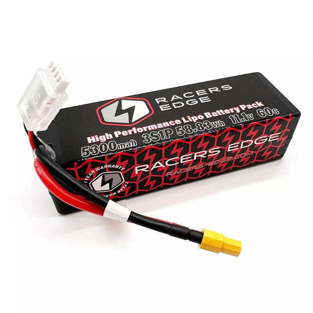 Racers Edge - 5300mAh 3S 11.1V 60C Hard Case Lipo Battery with XT60 Co ...
